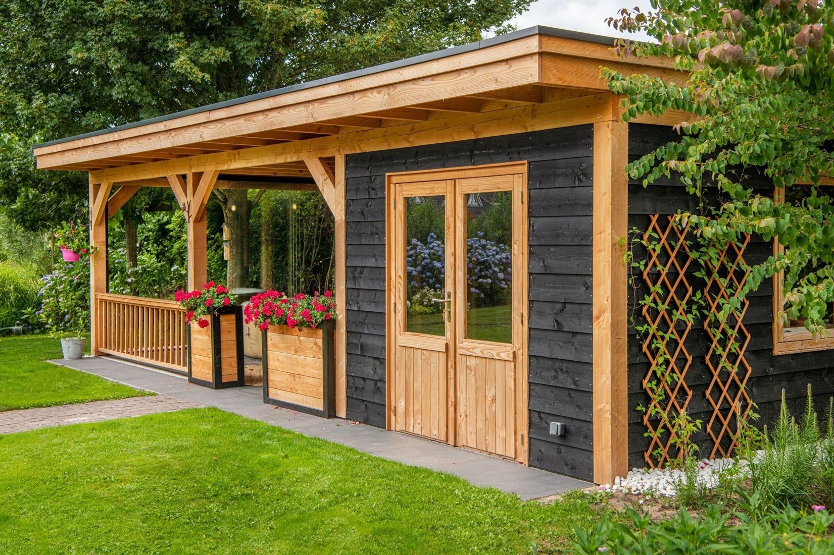 Overkapping plat Dak Nijverdal | Douglas | 900x410cm Bos-hout