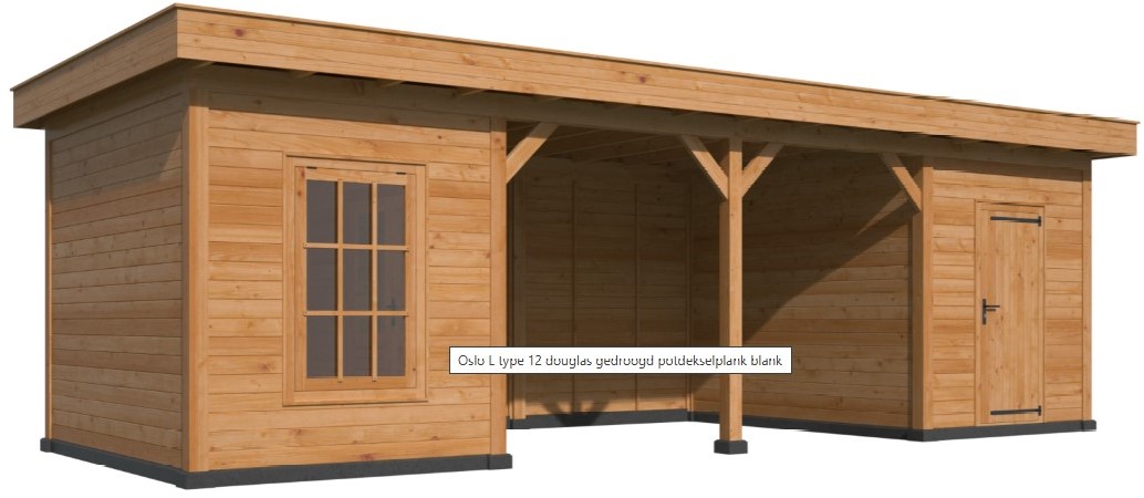 Overkapping plat dak Oslo | Type 12 L | 900x380cm | Douglas Bos-hout